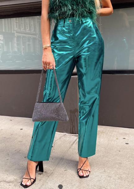 Metallic Blue Pants – Clutch